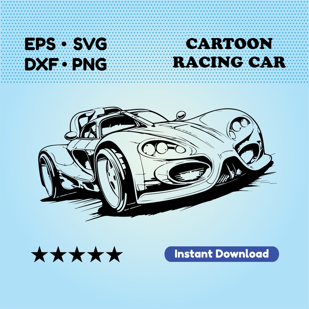Racing Car SVG Files for Cricut. Cartoon Sport Car Vector File (EPS ...
