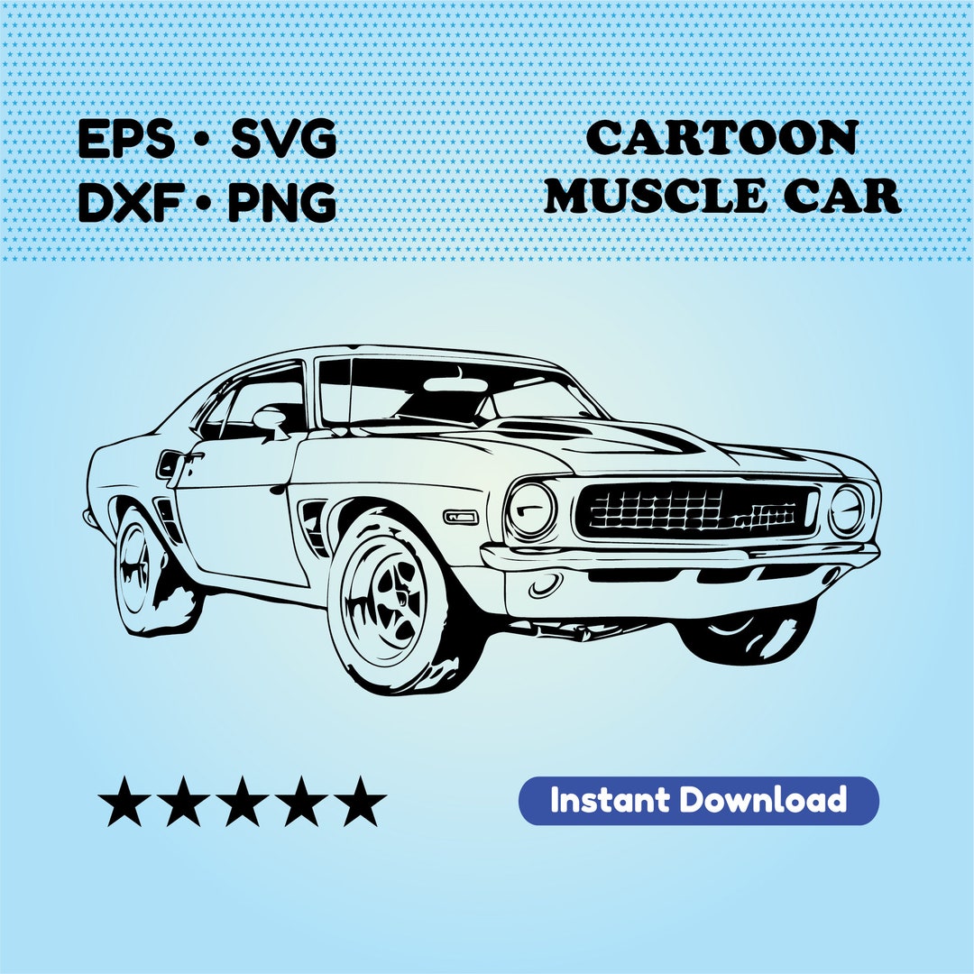 Muscle Car SVG Files for Cricut. Cartoon Sport Car Vector File EPS, DXF ...