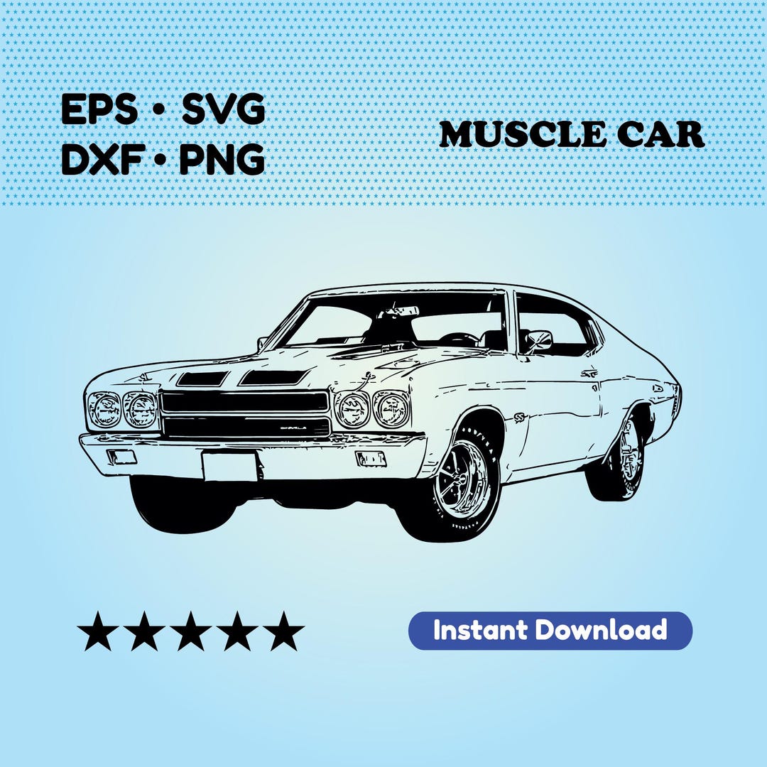 Sport Car SVG Files for Cricut. Classic Muscle Car Vector File (dxf ...