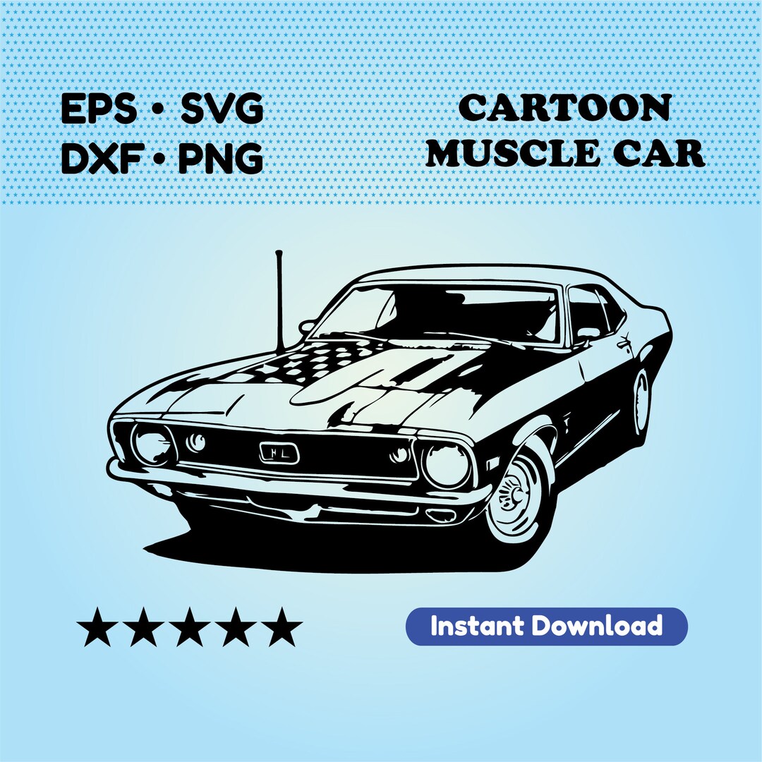 Muscle Car SVG Files for Cricut. Cartoon Sport Car Vector File (EPS ...