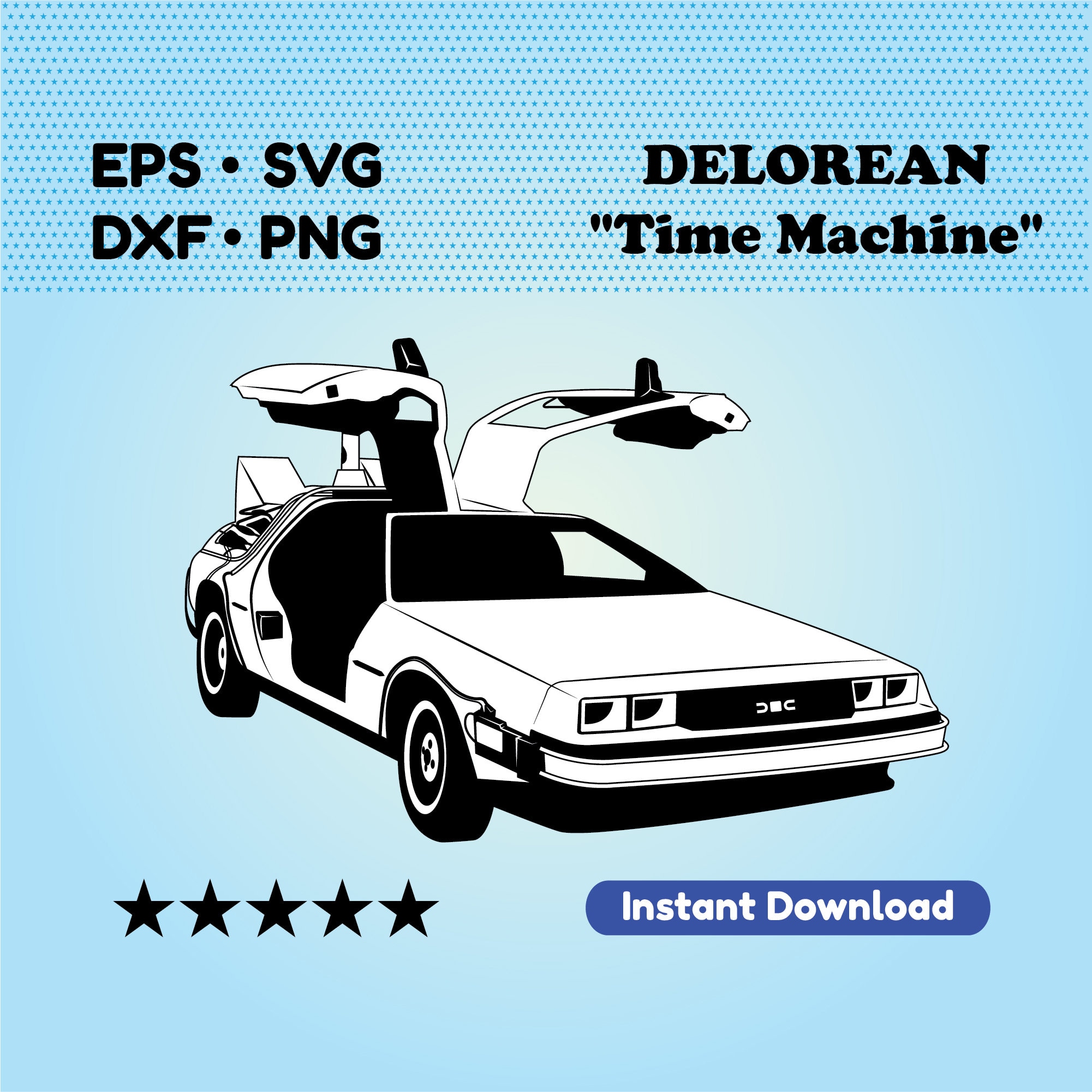 Delorean (time Machine From "back to the Future") Vector File (SVG, EPS ...