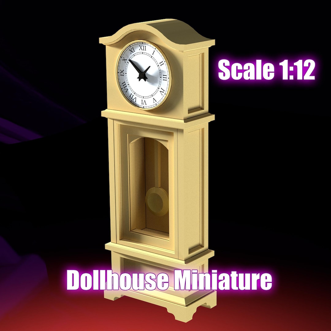1/12 Scale Grandfather Clock 3D STL File for Dollhouse Miniature – 3D ...