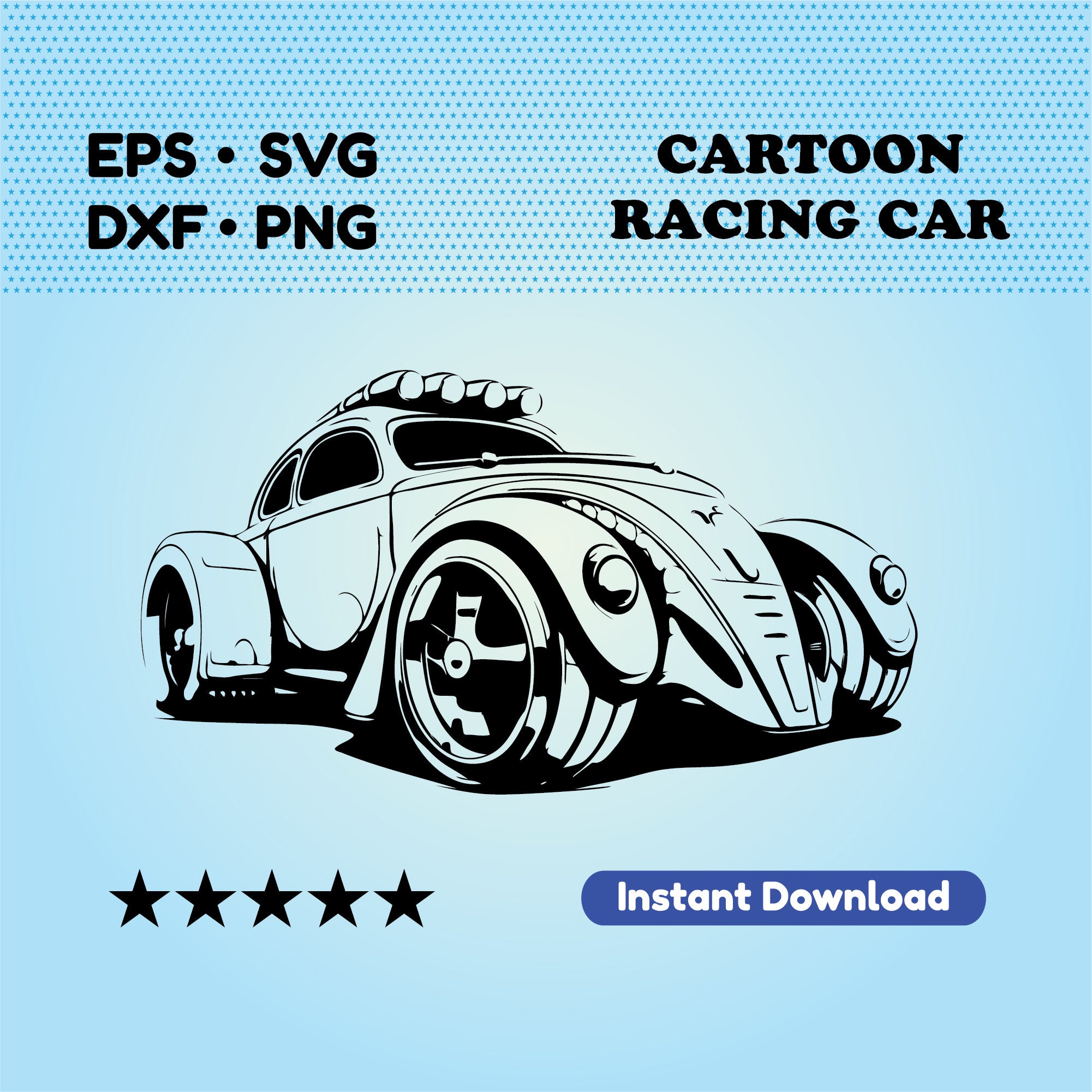 Racing Car SVG Files for Cricut. Cartoon Sport Car Vector File EPS, DXF ...