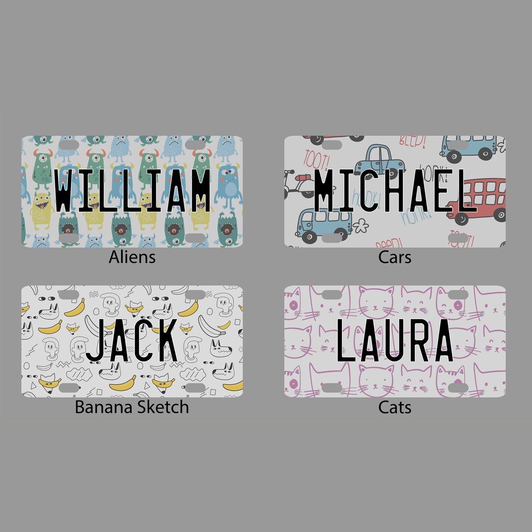 Kids Custom Mini Aluminum Cute Pattern Bicycle Golf Cart License Plate ...