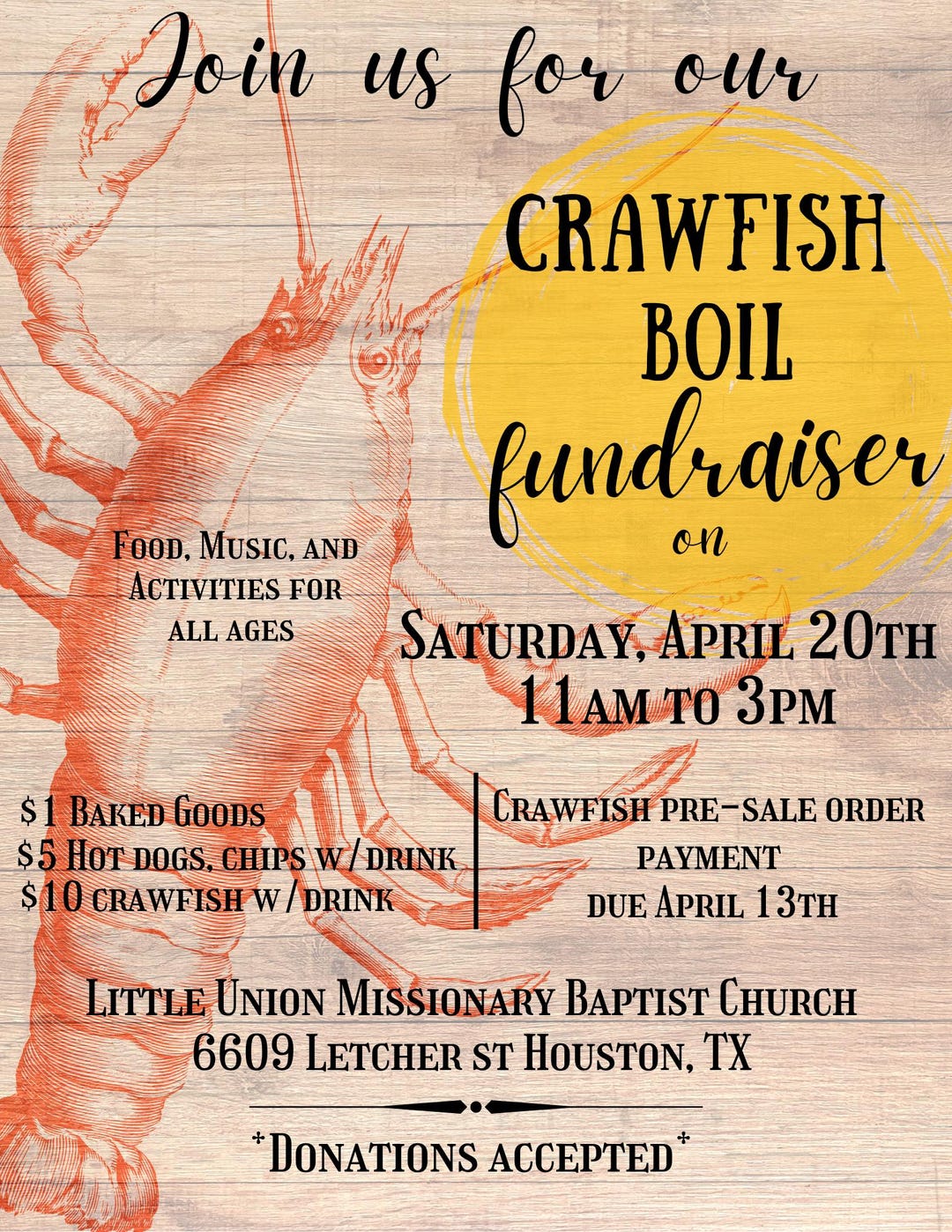 Crawfish Boil Fundraising Editable Flyer - Etsy