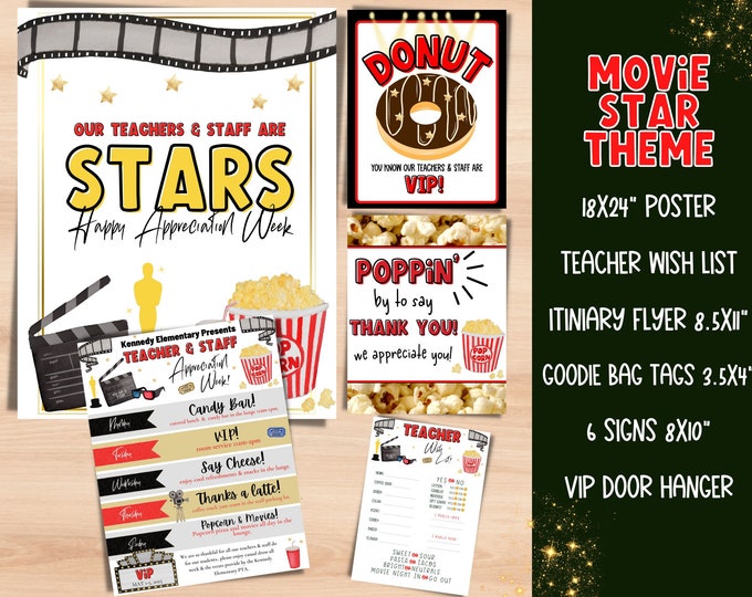 INSTANT DOWNLOAD Editable 8.5x11 Hollywood Movie Star Teacher ...