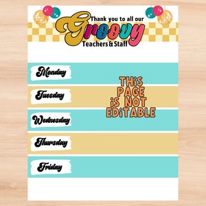 Groovy Retro Teacher Appreciation Week Itinerary. Flyer Template for ...