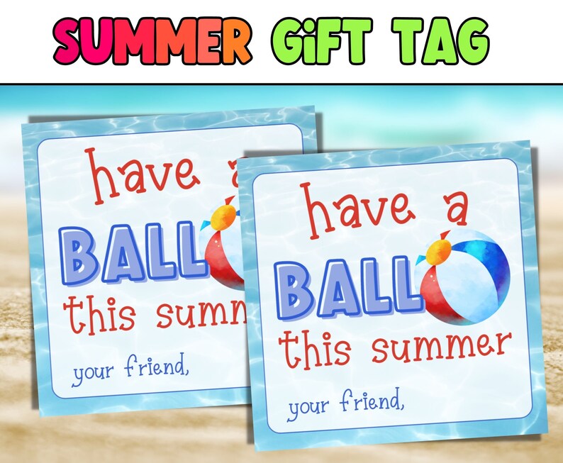 Beach Ball Gift Tag. Summer Beach Ball End of Year Gift Tag. - Etsy