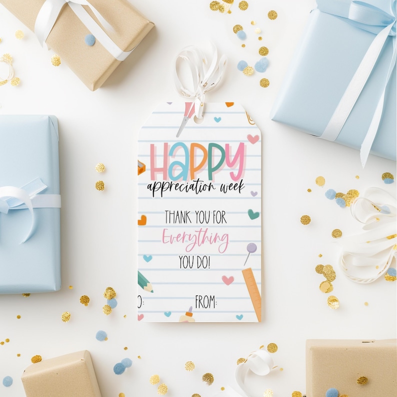 Pastel Teacher Appreciation Gift Tag: School Supplies (digital Download ...