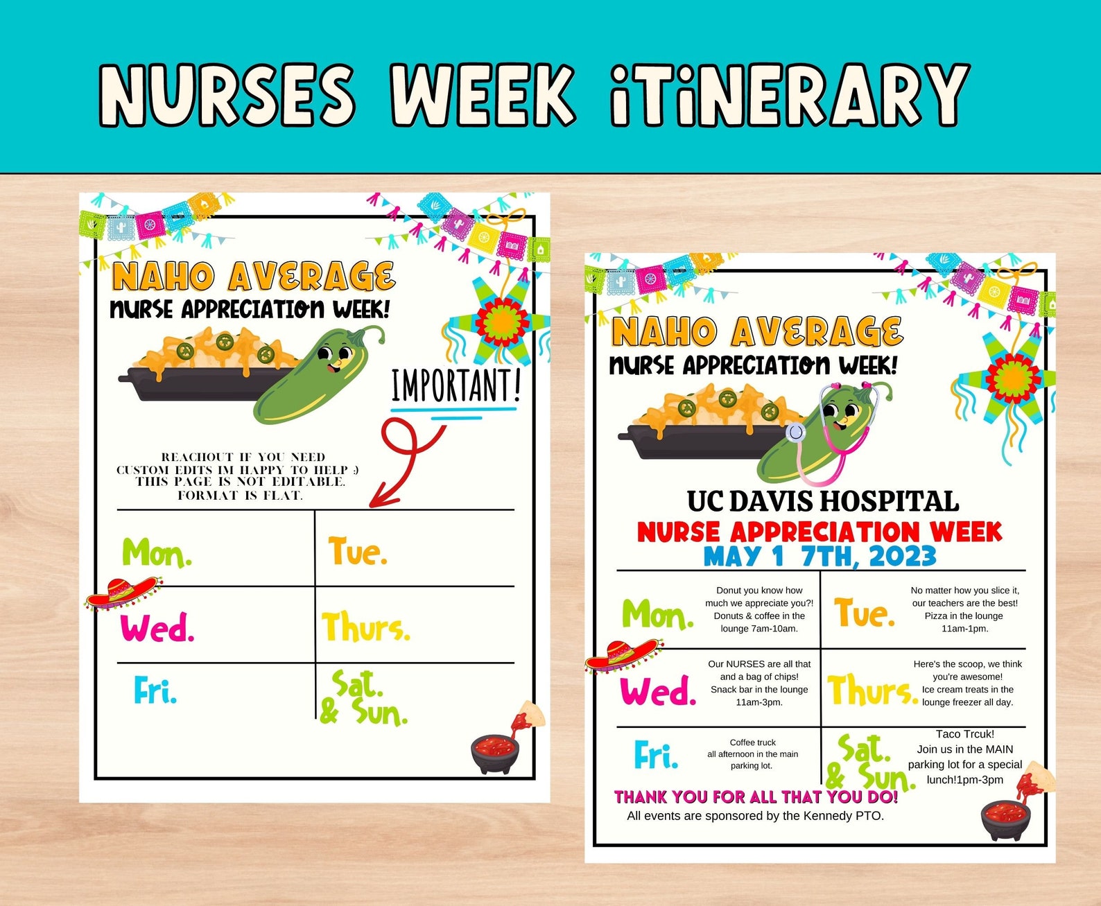 Nurses Appreciation Week Itinerary. Nurse Appreciation Sign. Nacho ...