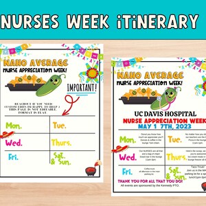 Nurses Appreciation Week Itinerary. Nurse Appreciation Sign. Nacho ...