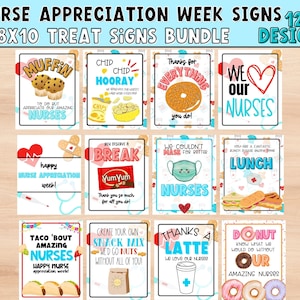 Nurses Appreciation Week LUNCH and Treat Signs. Donut Sign. Nurse ...
