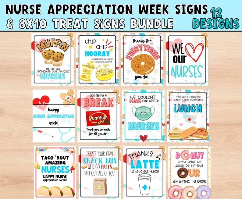 Nurses Appreciation Week LUNCH and Treat Signs. Donut Sign. - Etsy