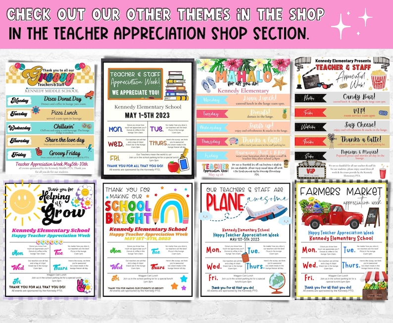 Beach Theme Teacher Appreciation Week Bundle Printable Signs, Gift Tag ...