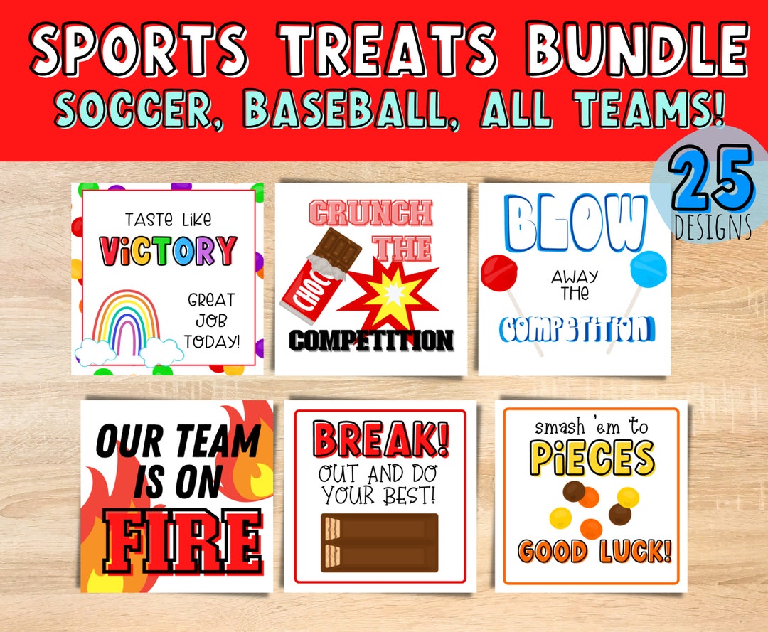 Sports Snack Snack Mom Candy Treat Tags for Soccer Game Day, Baseball ...