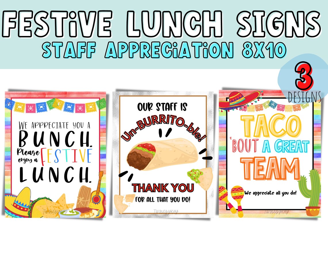 Festive Lunch Signs Burrito Bar Taco Bout a Great Team. - Etsy