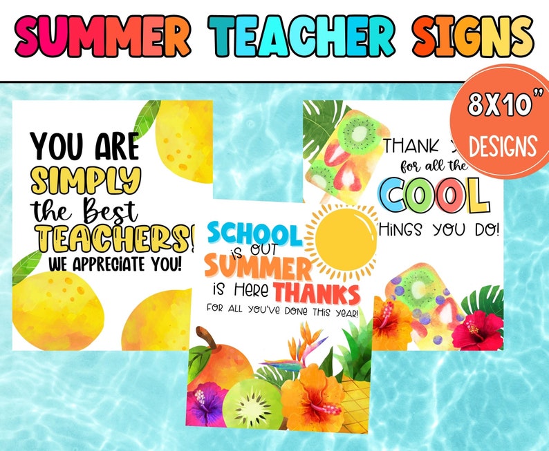 Teacher Summer Appreciation Signs. Teacher Appreciaiton. - Etsy