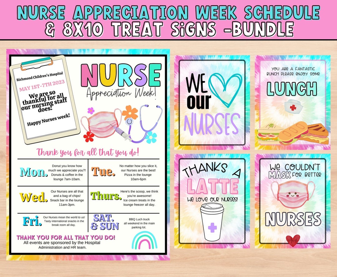 Nurse Appreciation Week Theme 2023 Itinerary. Nurses Week Flyer Template. Nurse Donut Sign. - Etsy
