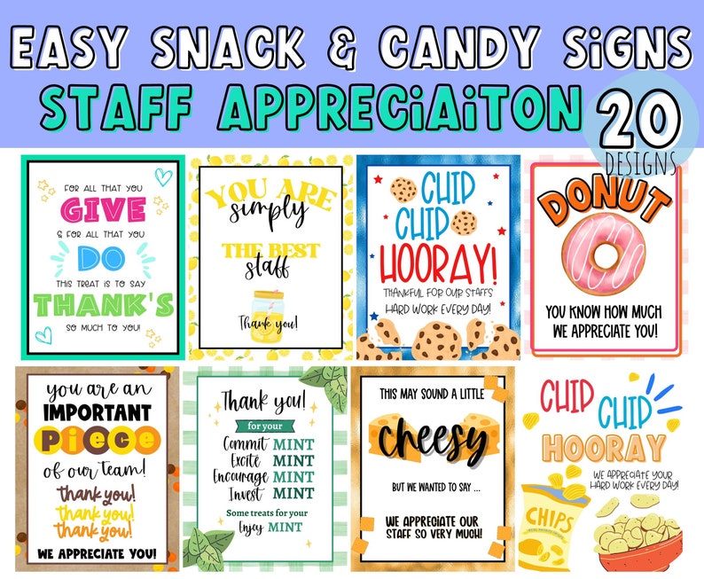 Snack and Candy Treat SIGNS for Employee Teacher Nurse - Etsy