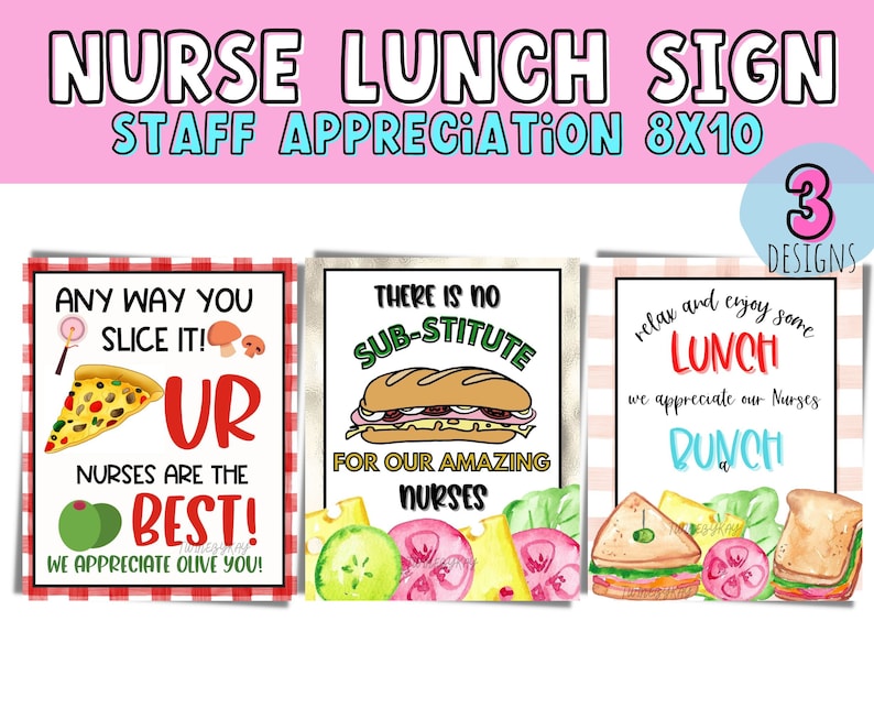 NURSE Lunch Appreciation Signs. Sandwich Sign Appreciation Thanks a ...