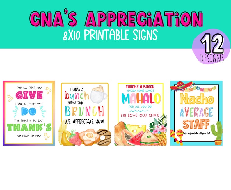 CNA Lunch & DONUT Appreciation Signs. CNA Week Appreciation - Etsy