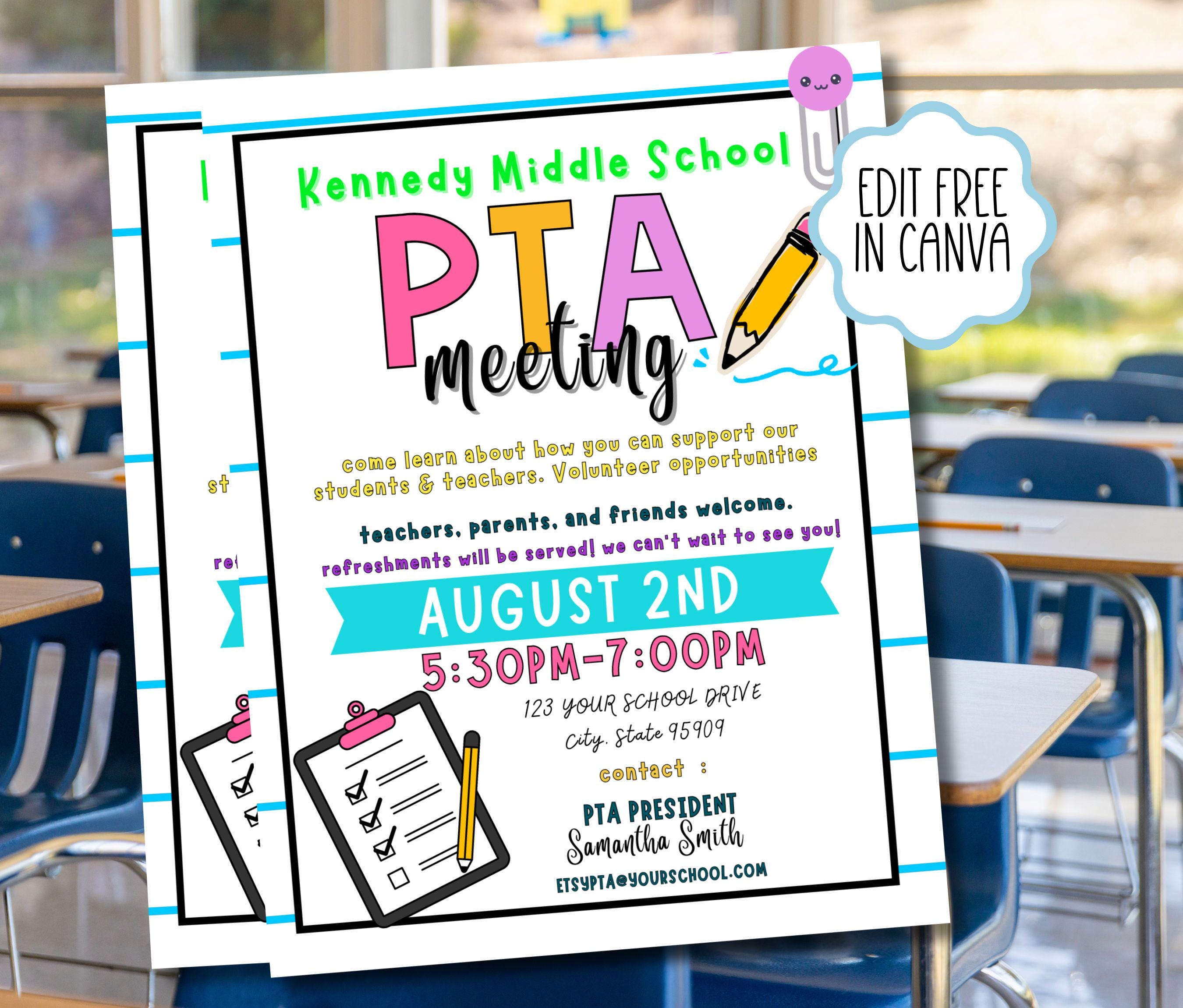 Editable Spring PTA Meeting Flyer Template (digital Download) - Etsy