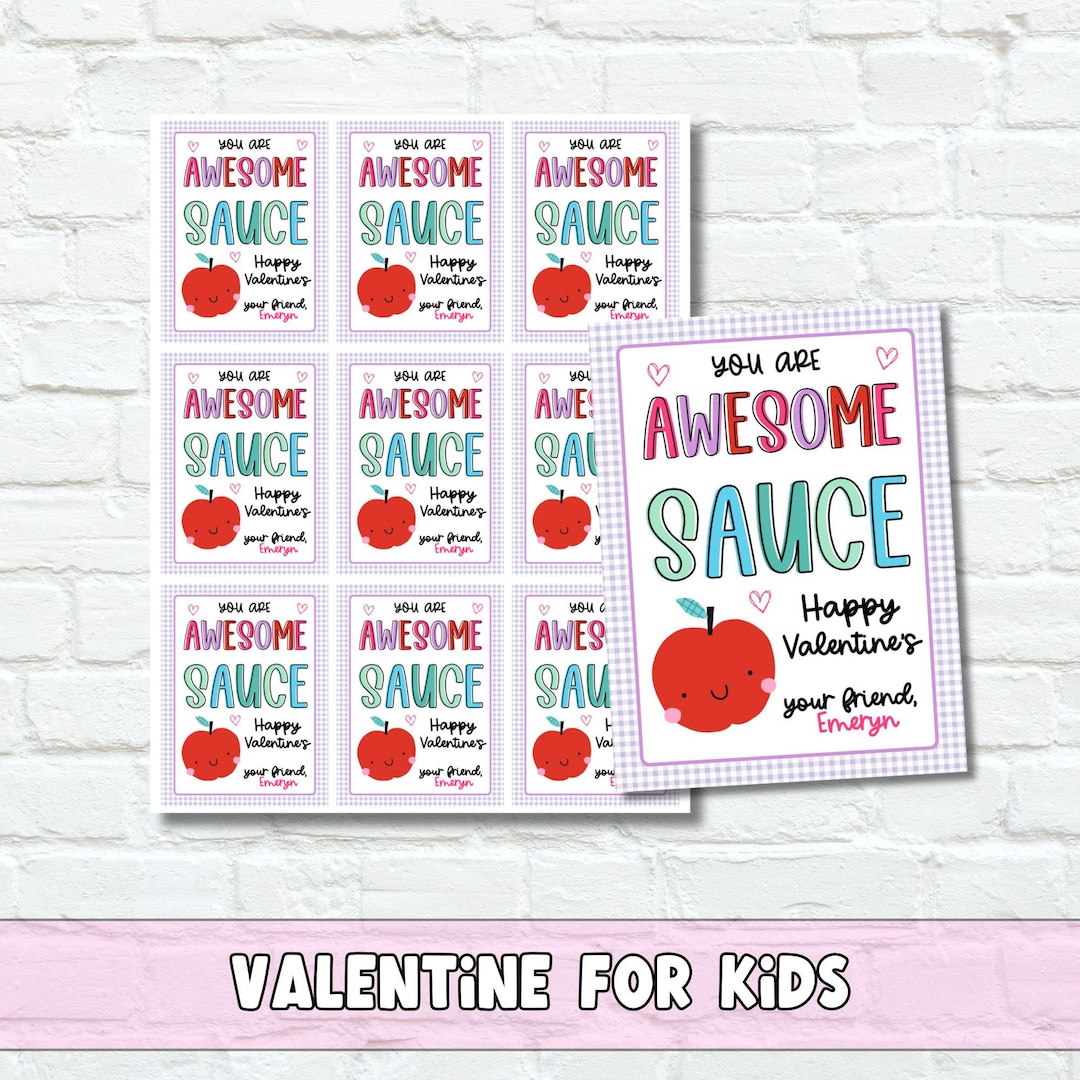 Pouch Valentine for Kids | Apple Sauce Valentine | Awesome Sauce ...