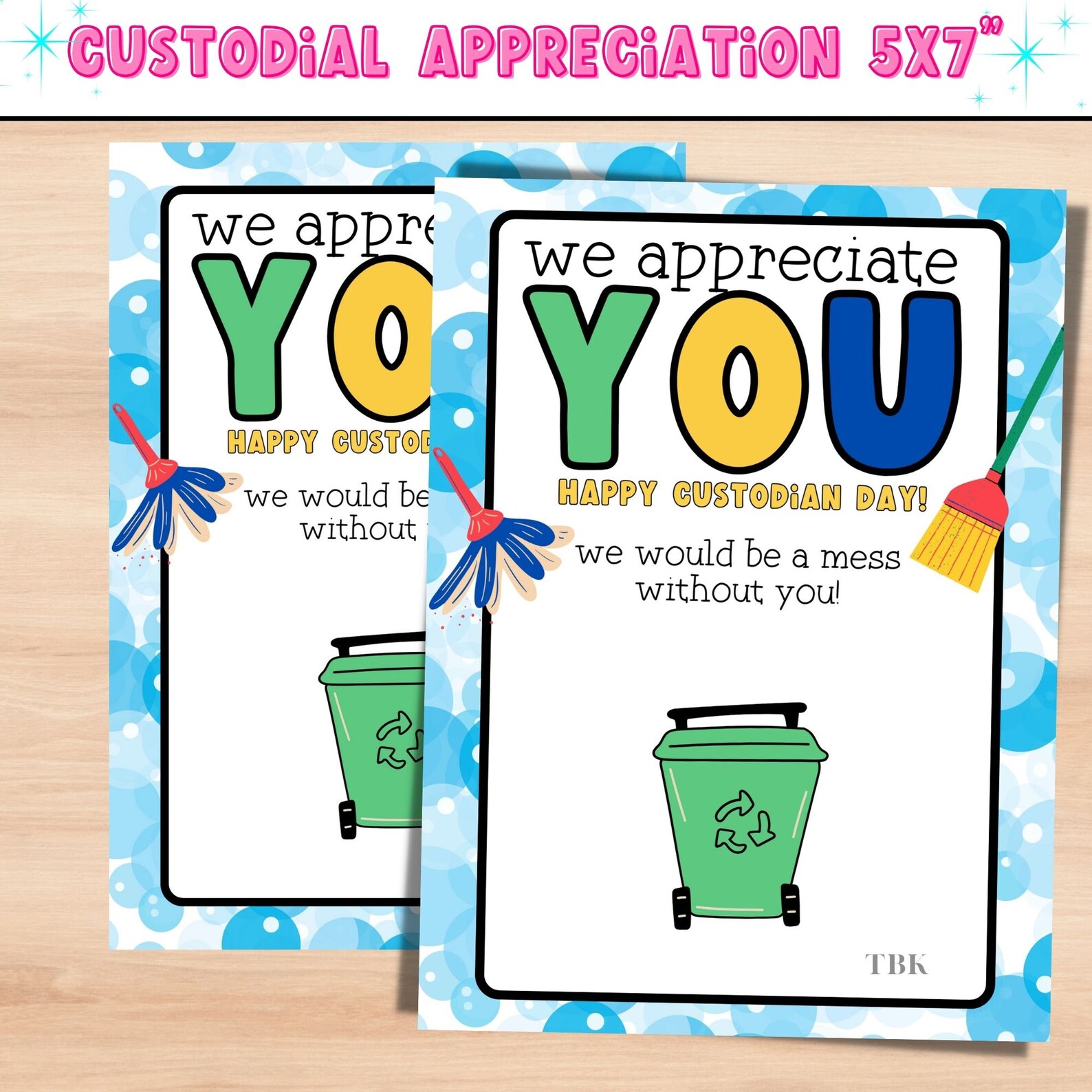 Custodial Appreciation Gift Card Holder: Thank You Printable (PDF) - Etsy