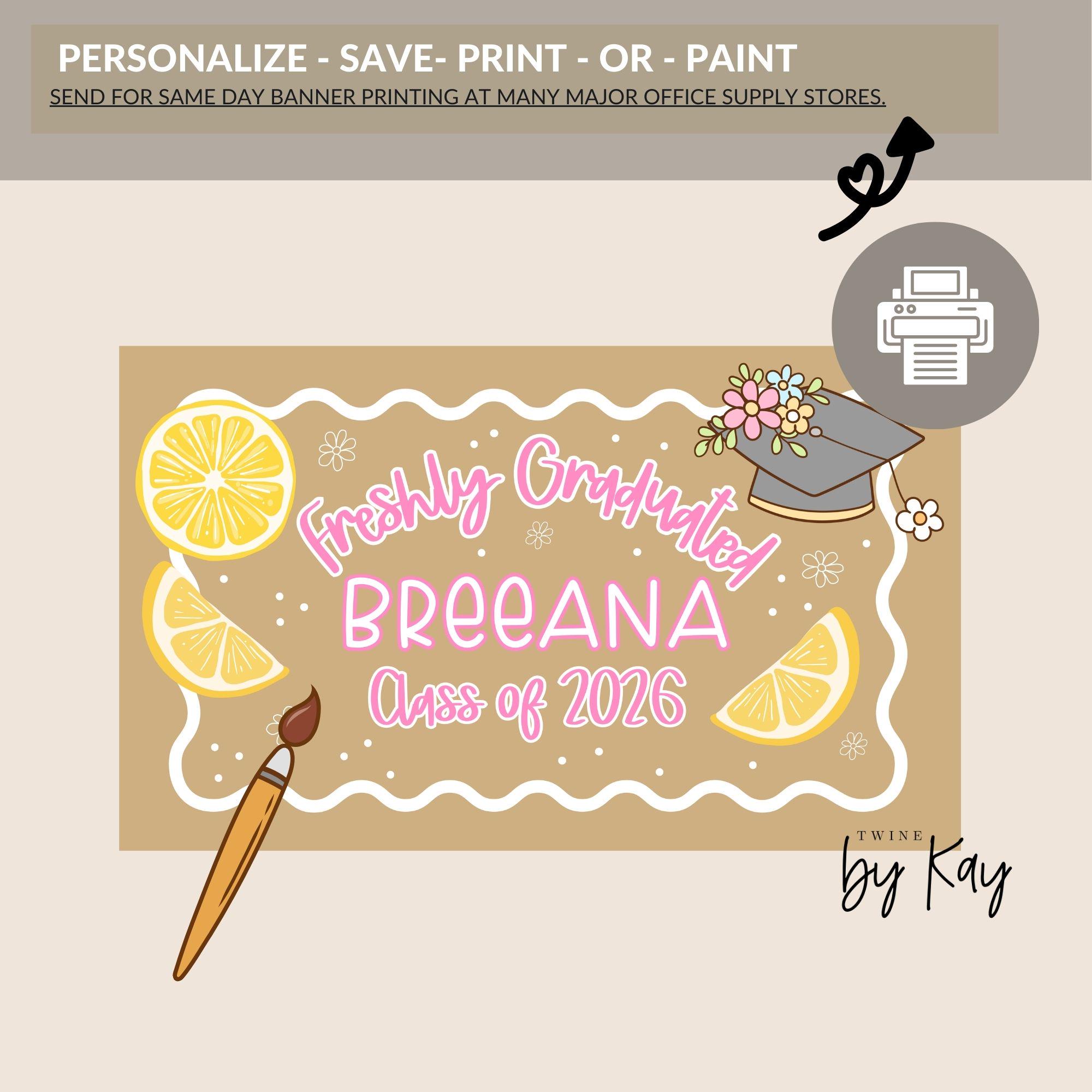 Freshly Graduate Banner | Lemonade Banner 2026 | Kindergarten ...