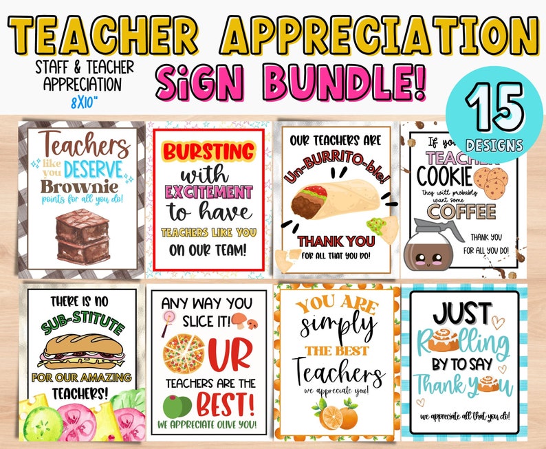 Teacher Appreciation Signs. 8x10 Staff Signs in 15 Designs. - Etsy