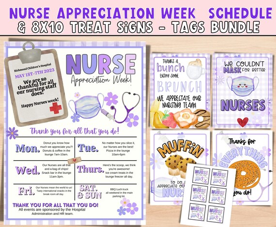 Nurses Appreciation Week Itinerary Printable Schedule Of