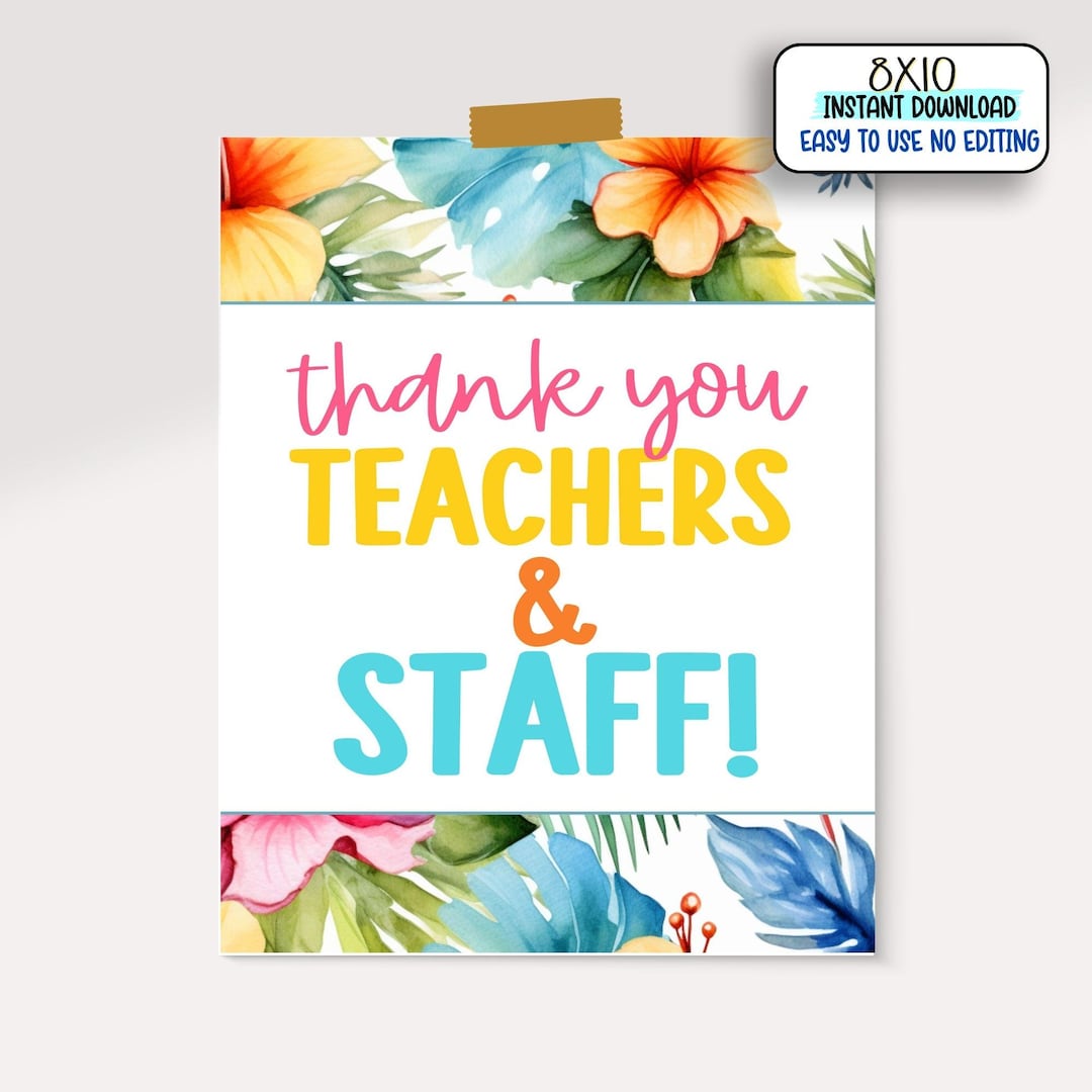 Tropical Teacher Staff Appreciation Sign: Beach Theme (digital Download ...