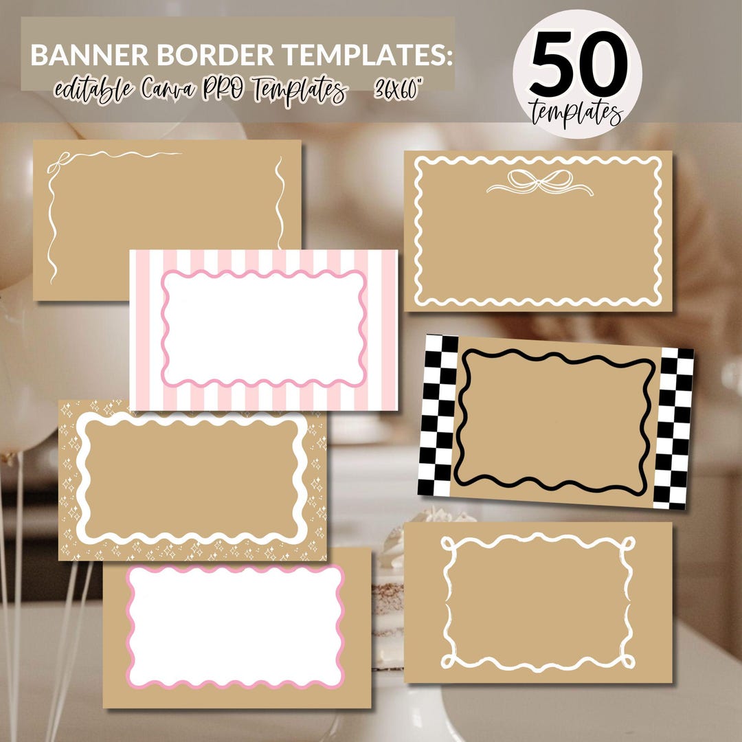 Editable Banner and Border Templates Digital Download | Hand Painted ...