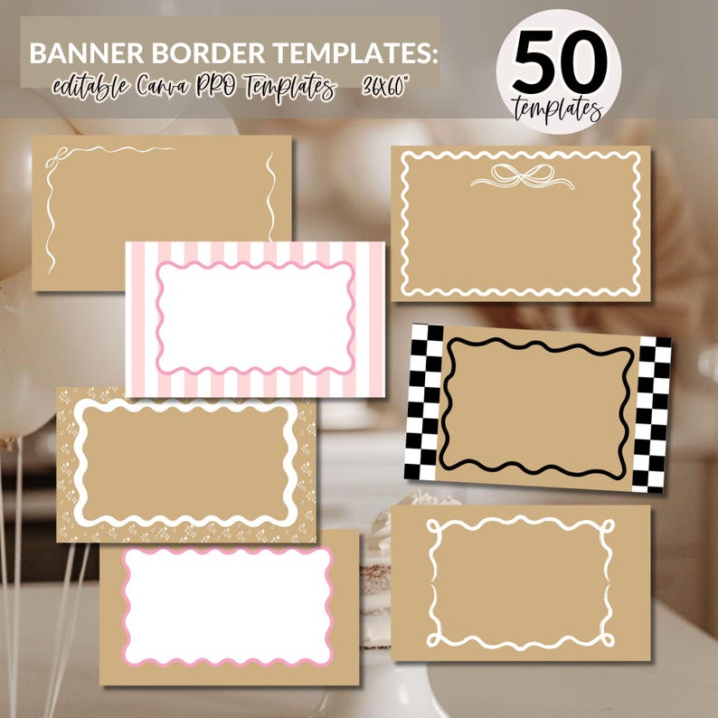 Editable Banner and Border Templates Digital Download | Hand Painted ...