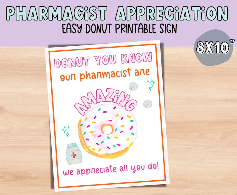 Pharmacy Week Printable Donut Sign. Happy Pharmacist Week - Etsy