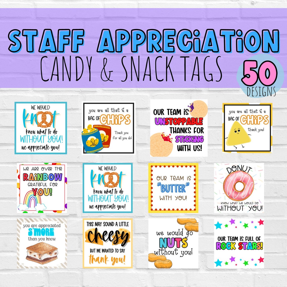 Snack and Candy Treat Tags for Employee, Teacher, Nurse Appreciation ...