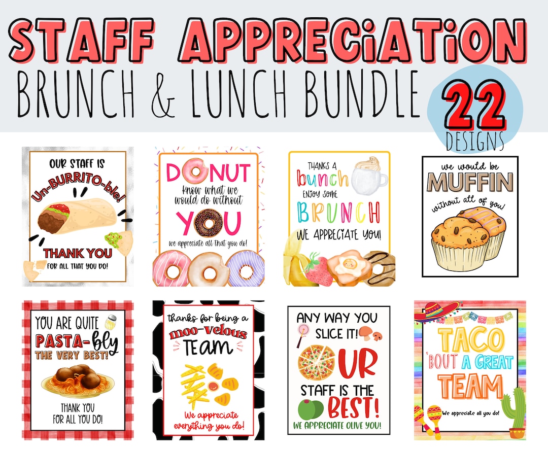 Lunch & Bruch Staff Appreciation Sign Bundle of 22. Nurse,teacher ...