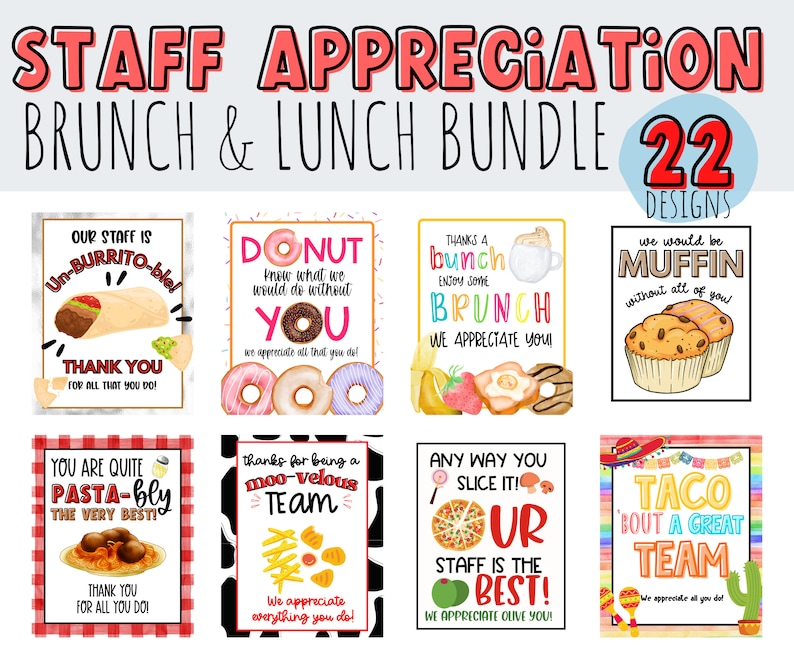 Lunch & Bruch Staff Appreciation Sign Bundle of 22. - Etsy