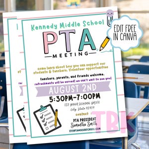 Editable Spring PTA Meeting Flyer Template (PDF) - Etsy