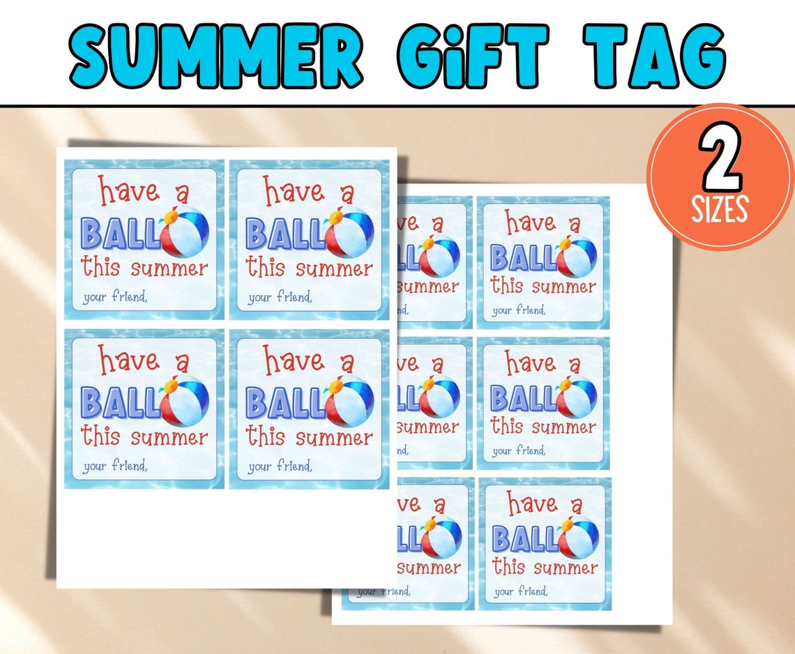 Beach Ball Gift Tag. Summer Beach Ball End of Year Gift Tag. Student ...