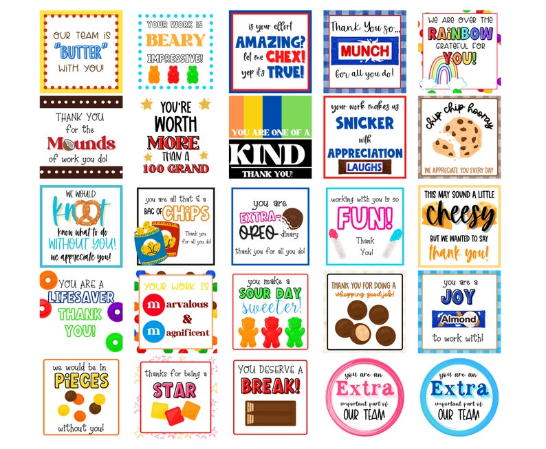 Snack and Candy Treat Tags for Employee Teacher Nurse - Etsy