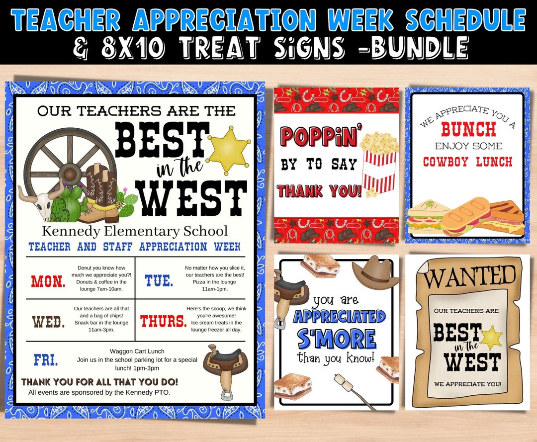 Western Theme Teacher Appreciation Week Itinerary. Flyer Template for ...