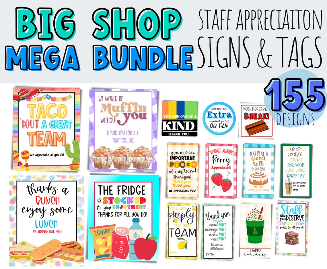 Staff Appreciation Sign & Tag SHOP Bundle. 85 8x10 Employee - Etsy