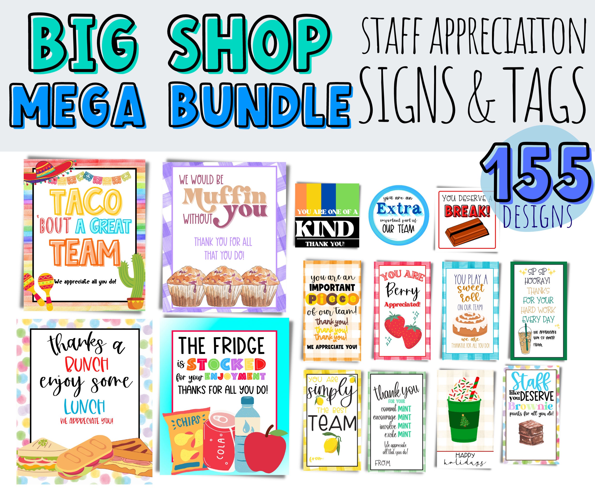 Staff Appreciation Sign & Tag SHOP Bundle. 85 8x10 Employee - Etsy