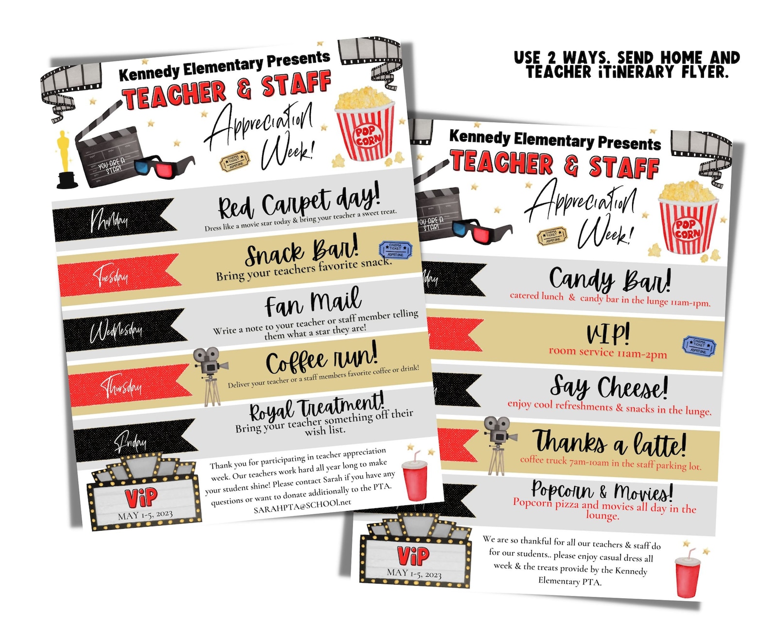 Hollywood Movie Star Teacher Appreciation Week Itinerary. - Etsy