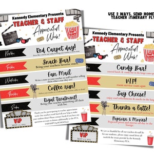 Hollywood Movie Star Teacher Appreciation Week Itinerary. Flyer ...