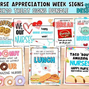 Nurses Appreciation Week LUNCH and Treat Signs. Donut Sign. Nurse ...