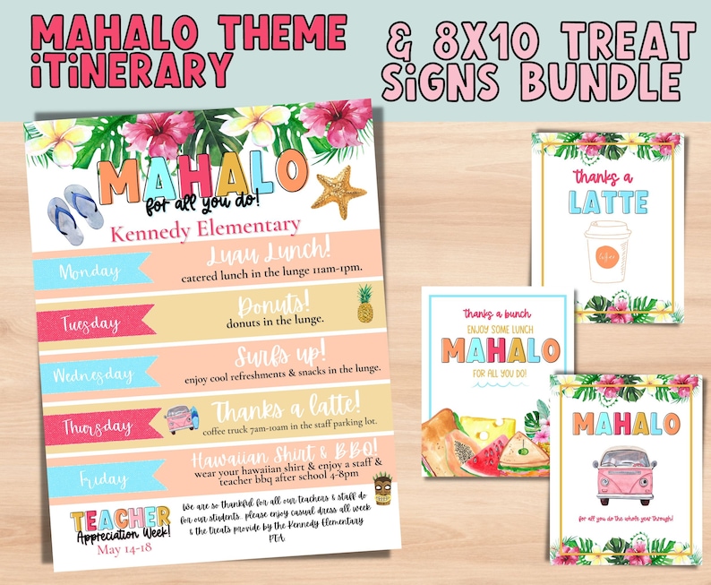 Beach Theme Teacher Appreciation Week Bundle Printable Signs - Etsy