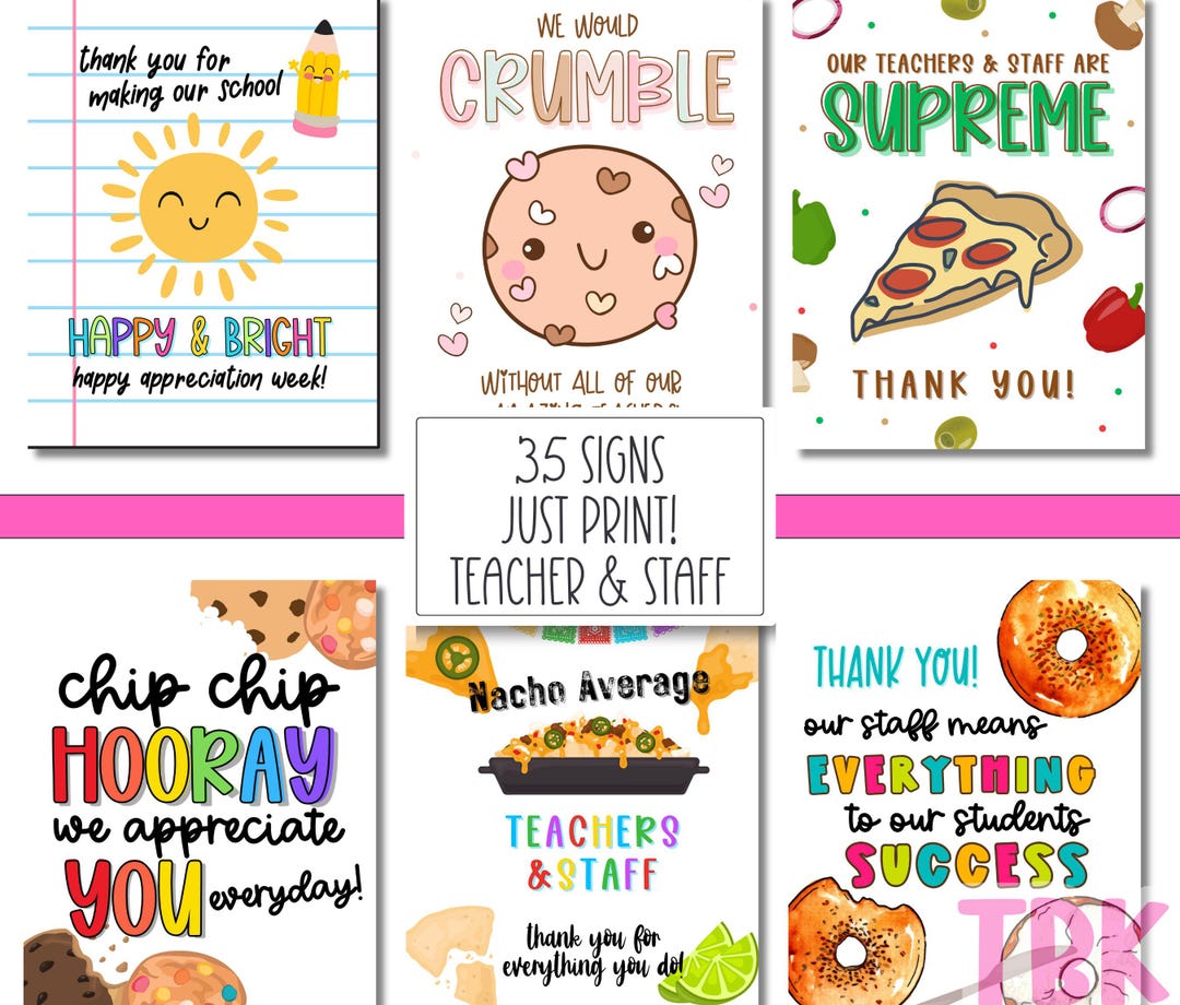 Teacher Staff Appreciation Signs: Lunch & Brunch Bundle (digital ...