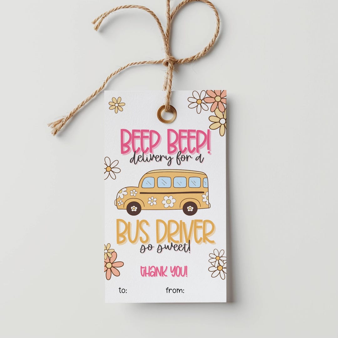 Bus Driver Appreciation Week Gift TAG Bus Driver Gift Tag Coffee Gift ...